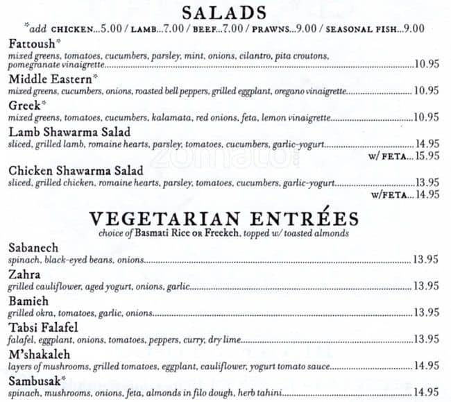 Menu at Dishdash Middle Eastern Cuisine restaurant, Sunnyvale, 190 S ...
