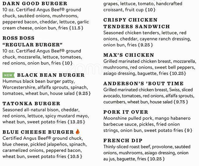 Menu at Black Walnut Cafe, Frisco