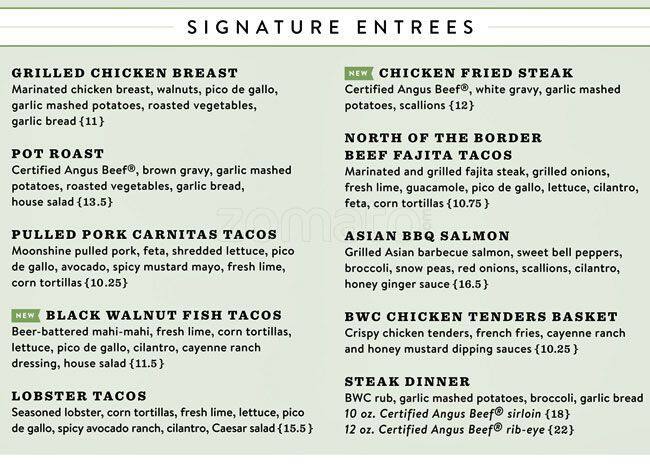 Menu at Black Walnut Cafe, Frisco