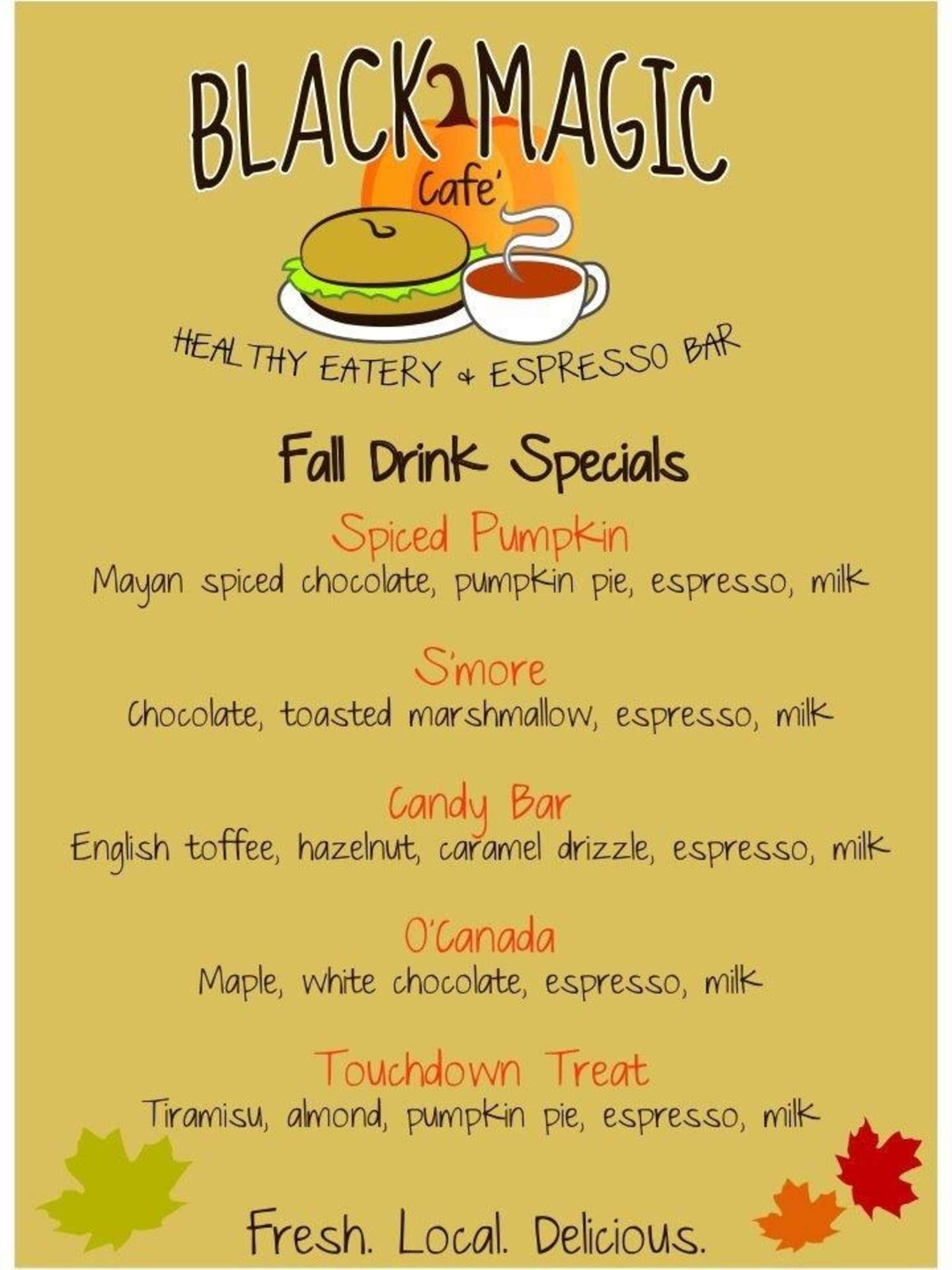 Menu at Black Magic Cafe, Folly Beach, 103 W Erie Ave