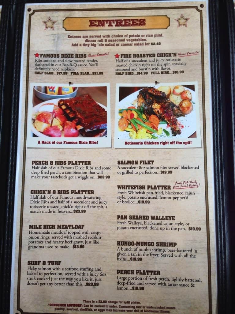 Menu at Dixie Saloon pub & bar, Mackinaw City, 401 E Central Ave