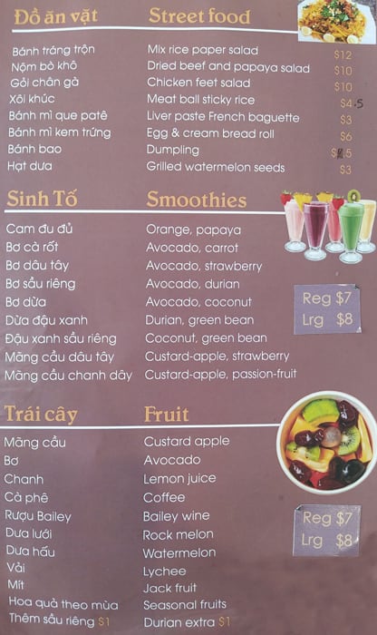 Menu at Cafe Ngan, Bankstown