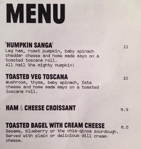 Menu at Tell Henry cafe, Kent Town, 39a Rundle St