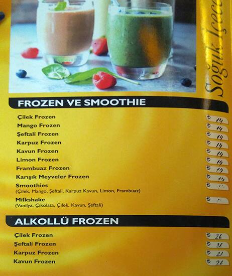 Menu at Life Station Cafe, Istanbul, 1