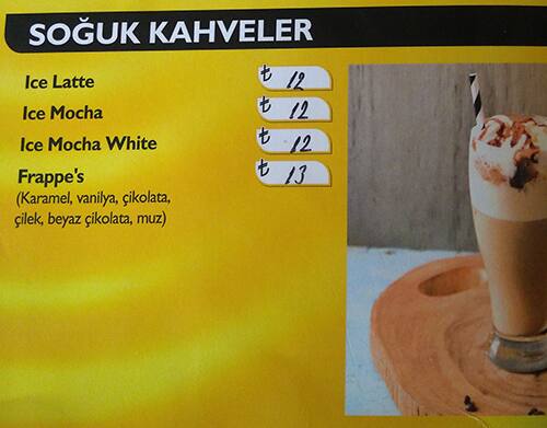 Menu at Life Station Cafe, Istanbul, 1