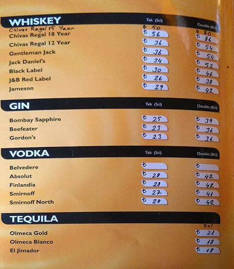 Menu at Life Station Cafe, Istanbul, 1