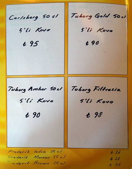Menu at Life Station Cafe, Istanbul, 1
