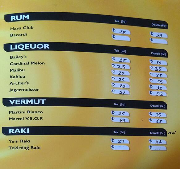 Menu at Life Station Cafe, Istanbul, 1