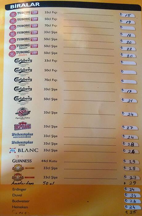 Menu at Life Station Cafe, Istanbul, 1