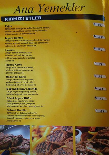Menu at Life Station Cafe, Istanbul, 1