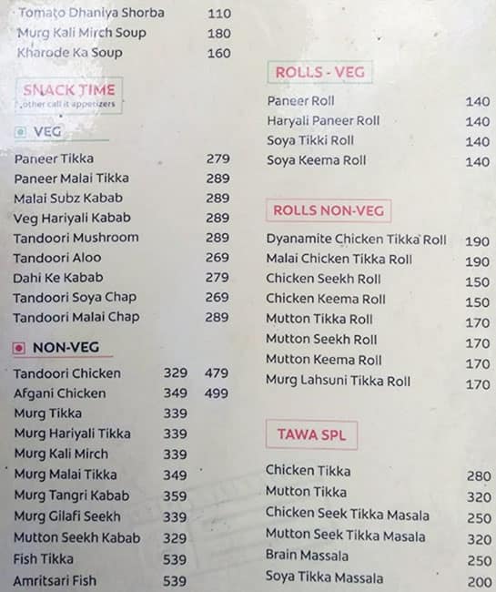 Menu of Phulwari Restaurant Since 1989, Tagore Garden, New Delhi