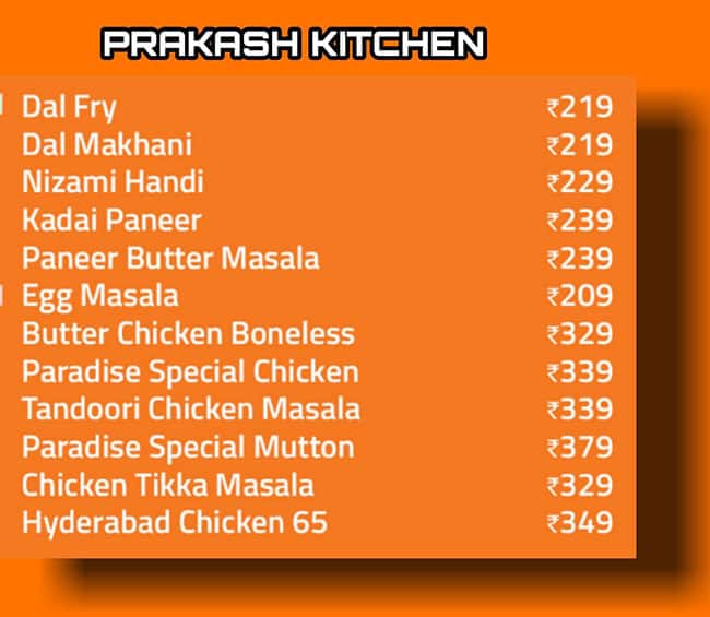 Menu of Prakash Kitchen, Karve Nagar, Pune
