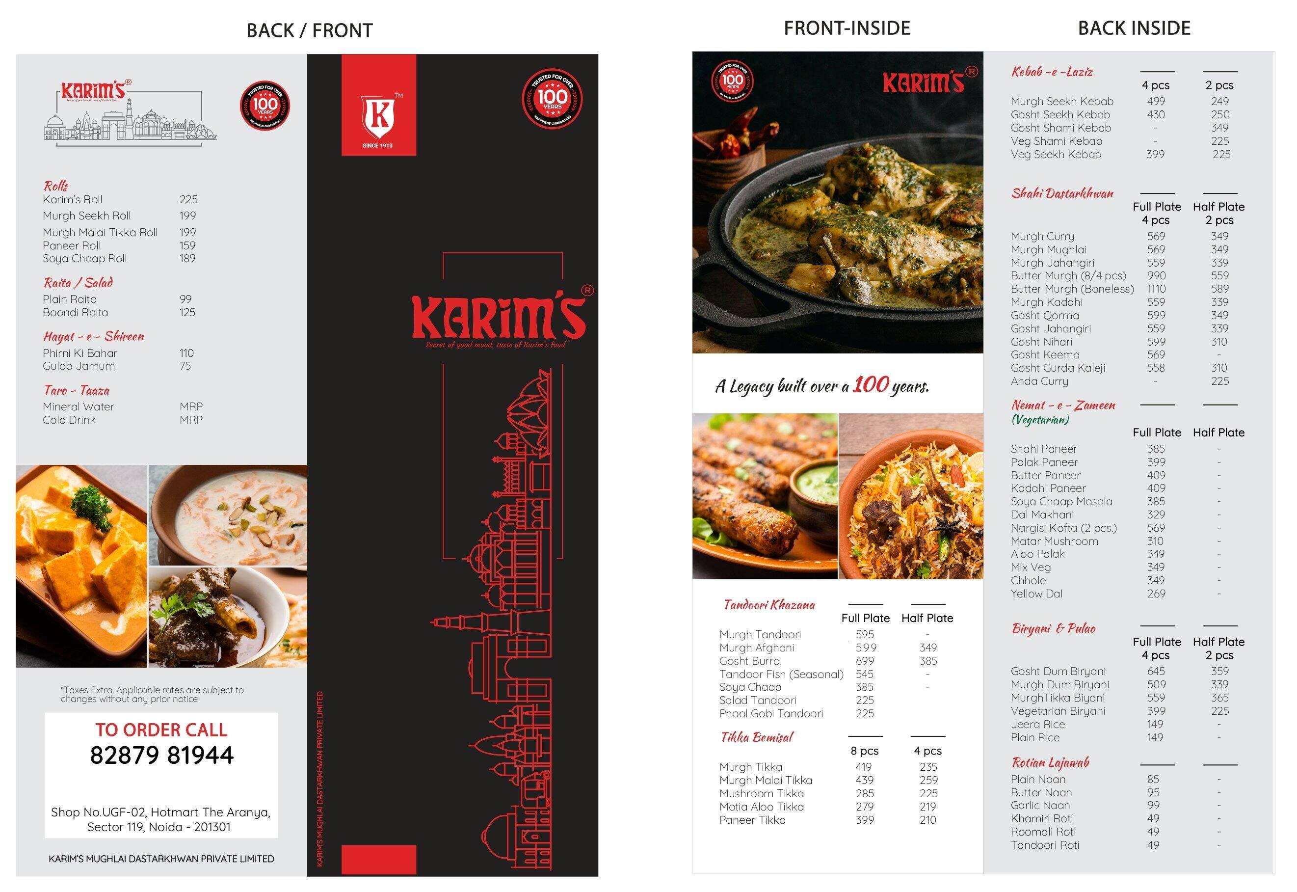 Menu of Karim's, Sector 72, Noida