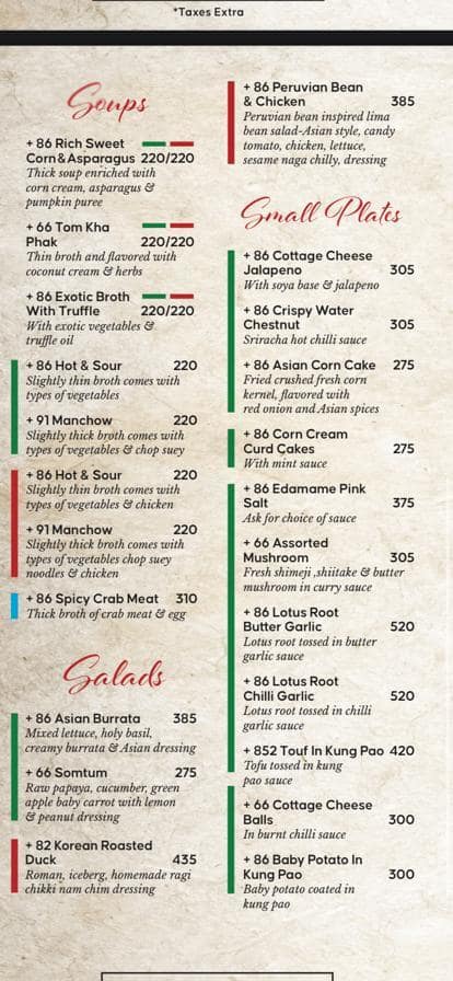 Menu at The Asian Patio, Mangaluru