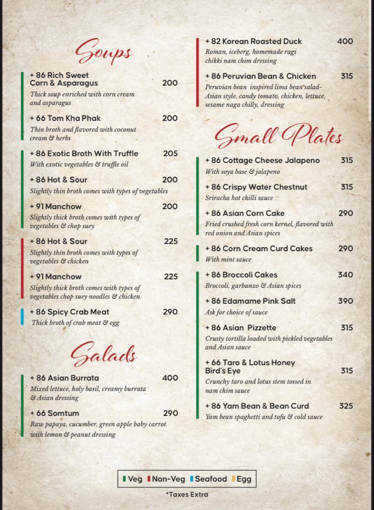 Menu at The Asian Patio, Mangaluru