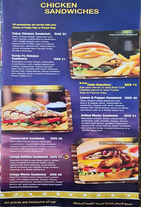 Menu at Fuddruckers restaurant, Dubai, G Floor