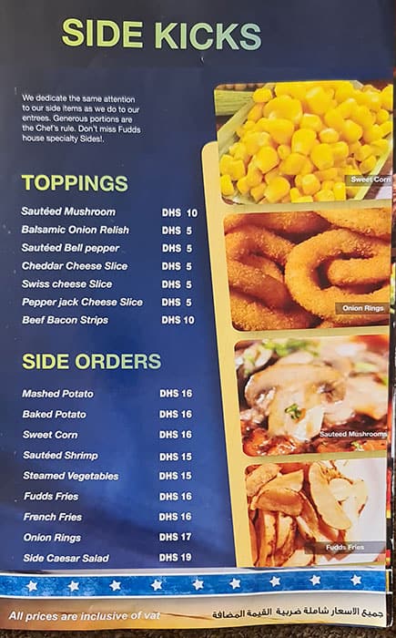 Menu at Fuddruckers restaurant, Dubai, G Floor