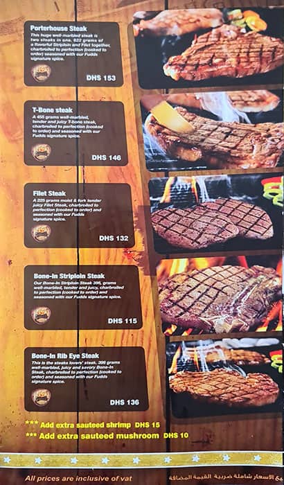 Menu at Fuddruckers restaurant, Dubai, G Floor