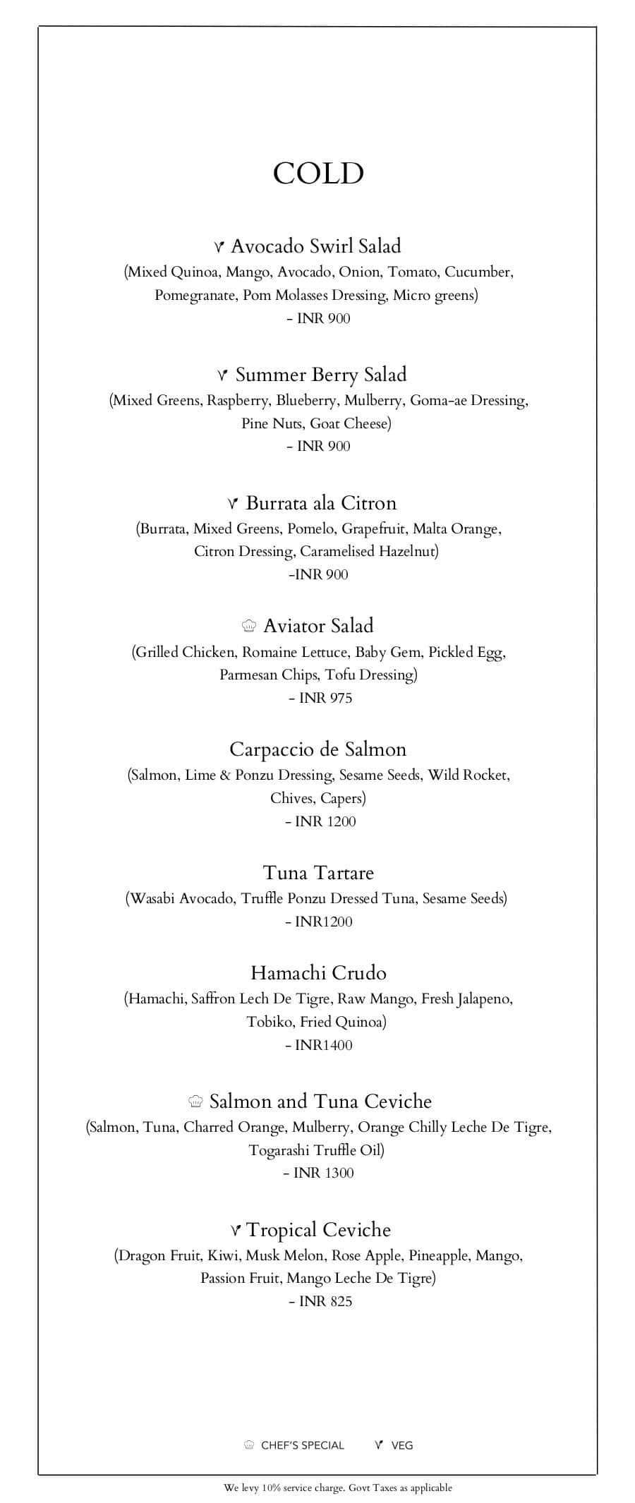 Menu of Gigi, Linking Road, Bandra West, Mumbai