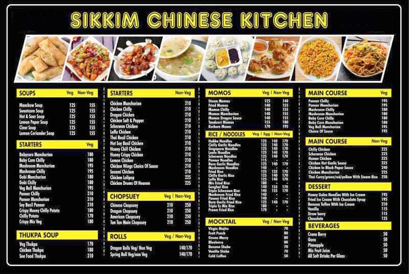 Menu of Arop Arohi Sikkim Chinese Kitchen, Nagawara, Bangalore