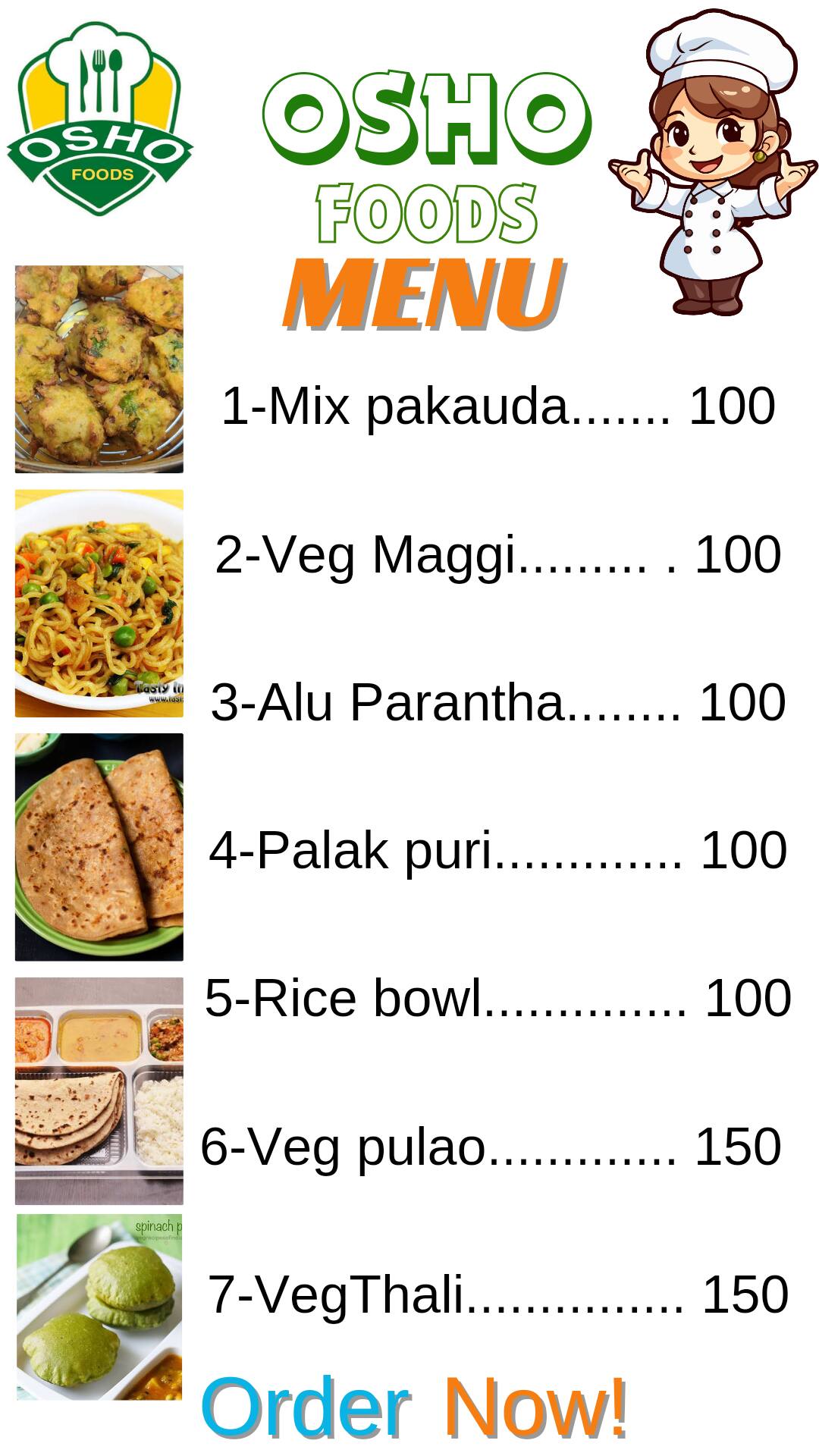 Menu of Osho Foods, Uttam Nagar, New Delhi