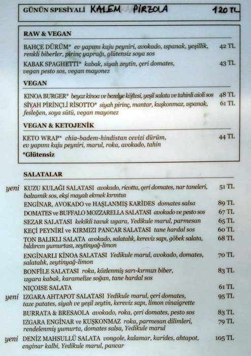 Menu at Beymen Brasserie, Istanbul, Abdi Ipekci Cad. No: 23/1 Nisantasi ...