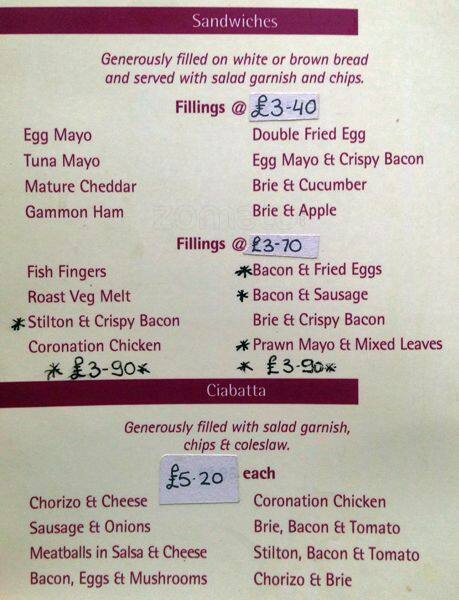 Menu at The Cross Keys pub & bar, London, 31 Endell St