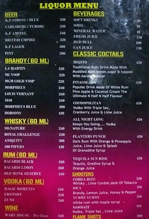Menu at Ignite Bar, Chennai, No: 30