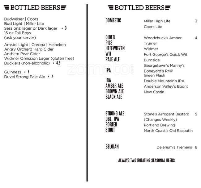 Menu at Life Of Riley Tavern pub & bar, Portland