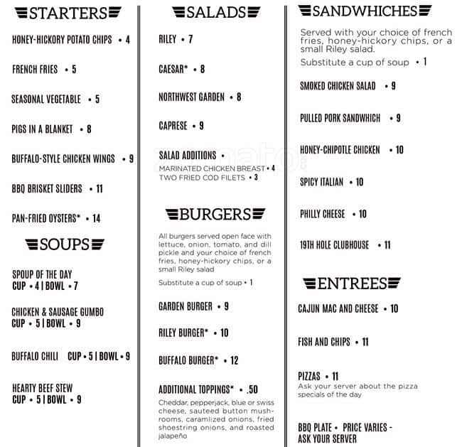 Menu at Life Of Riley Tavern pub & bar, Portland