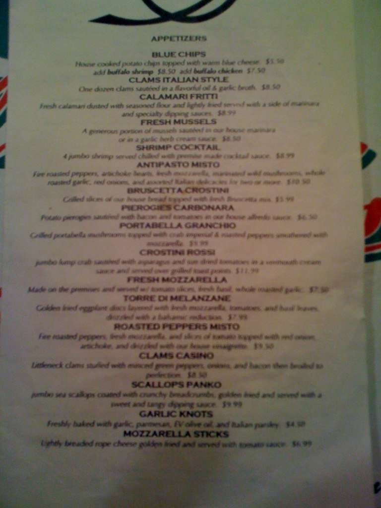 Carta de Stefano's Restaurant, Belén