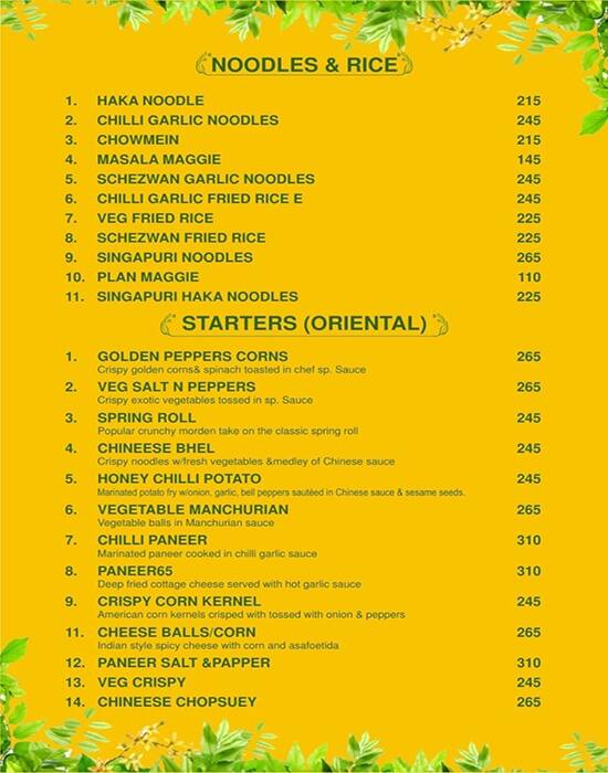 Menu at TCS The Corner Story, Jaipur