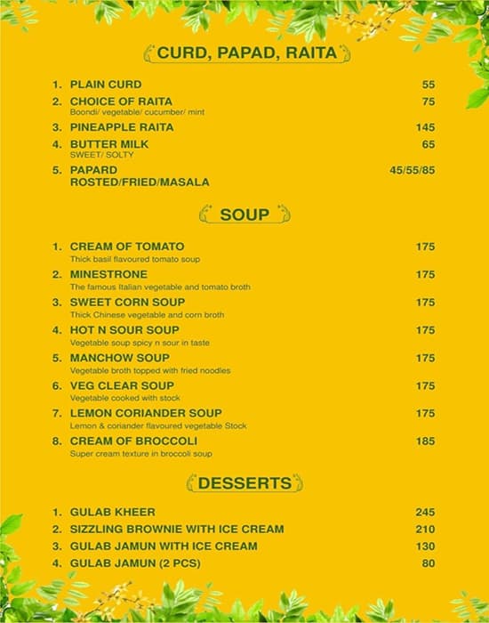 Menu at TCS The Corner Story, Jaipur