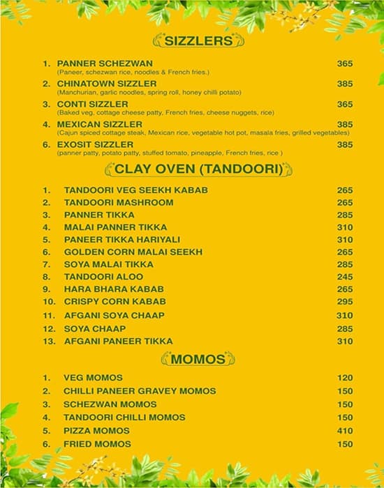 Menu at TCS The Corner Story, Jaipur