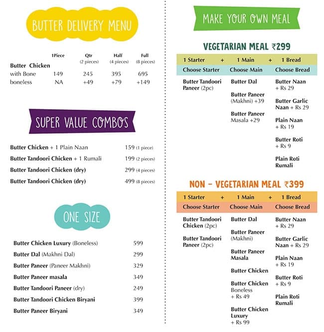 Menu of Butter Delivery, Bandra Kurla Complex, Mumbai