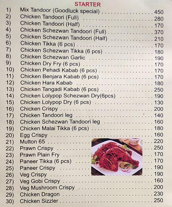 Menu at Goodluck Restaurant, Mumbai, HP Petrol Pump