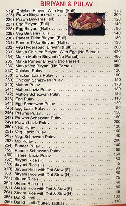 Menu at Goodluck Restaurant, Mumbai, HP Petrol Pump