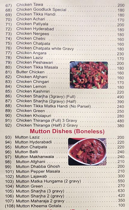 Menu at Goodluck Restaurant, Mumbai, Hp Petrol pump