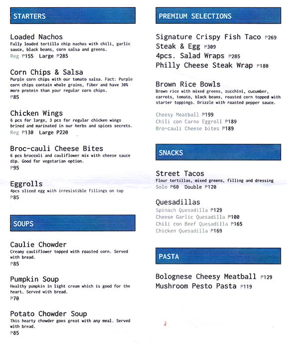 Menu at Faburrito The Columns restaurant, Makati, Ayala Ave