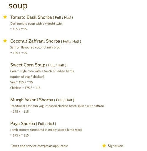 Menu at The Yellow Chilli, Indore