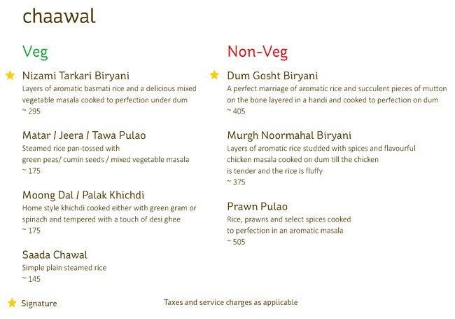 Menu at The Yellow Chilli, Indore