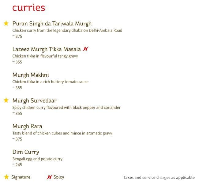 Menu at The Yellow Chilli, Indore