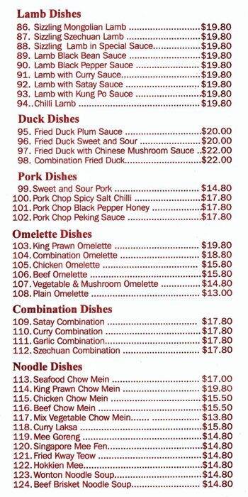 Menu at JJ’s Kitchen restaurant, Thornlie