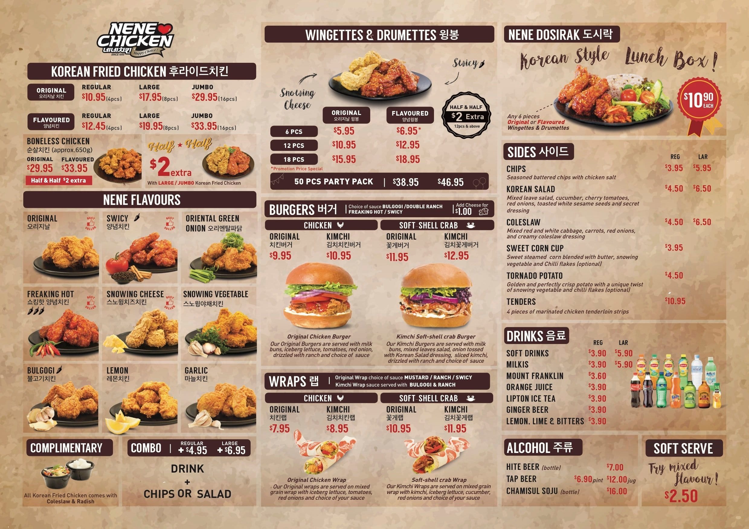 NeNe Chicken Menu, Menu for NeNe Chicken, Elizabeth Street, CBD ...