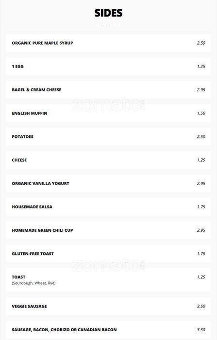 Menu at Sunny's pub & bar, Denver