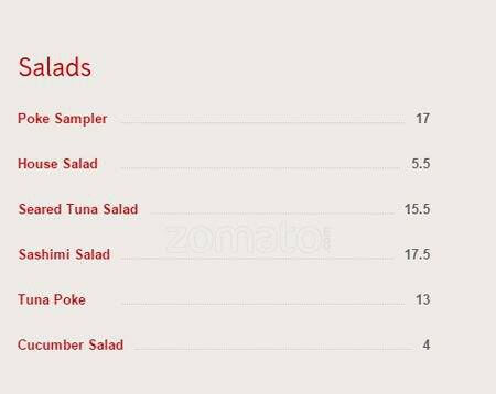 Menu at Hive Sushi Lounge restaurant, San Diego, 1065 14th St
