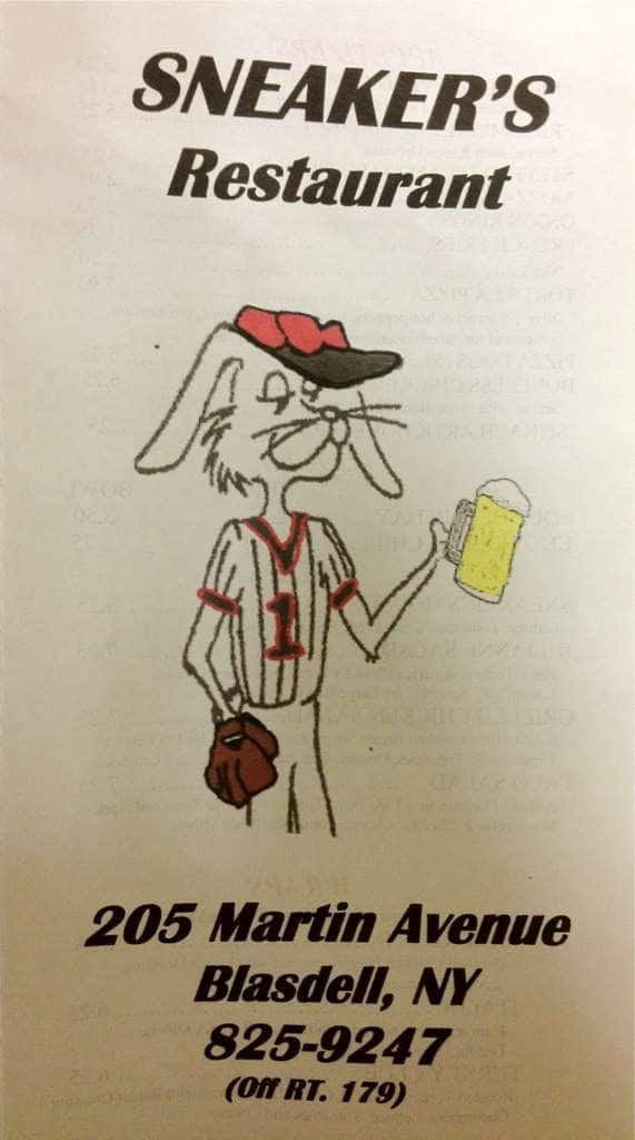 Menu at Sneaker's pub & bar, Blasdell