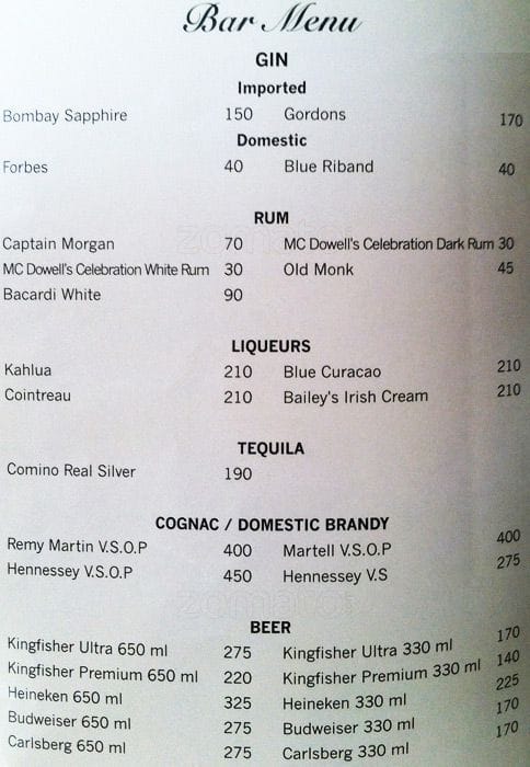 Menu at Hooves Restaurant, Mumbai, RWTIC Mini Club House