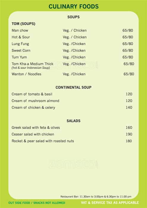 Menu at Hooves Restaurant, Mumbai, RWTIC Mini Club House