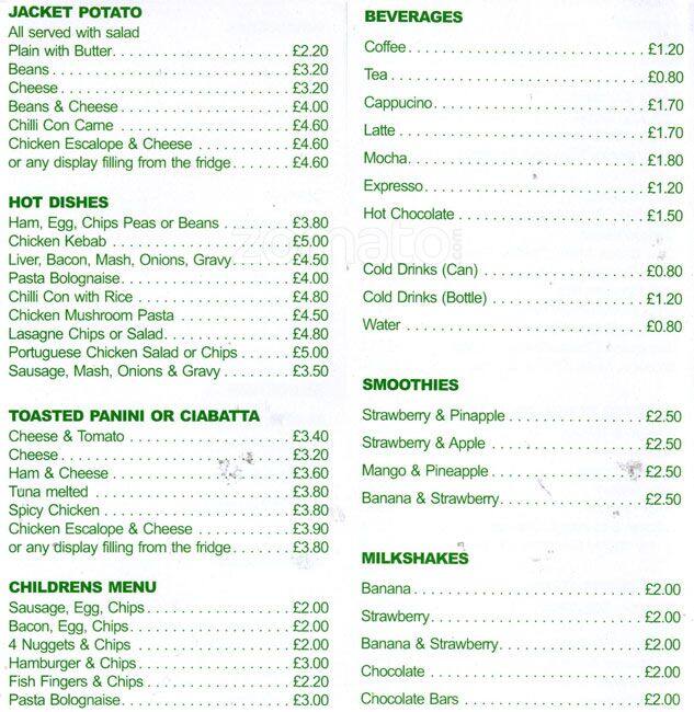 Menu at Eat Fresh cafe, Romford